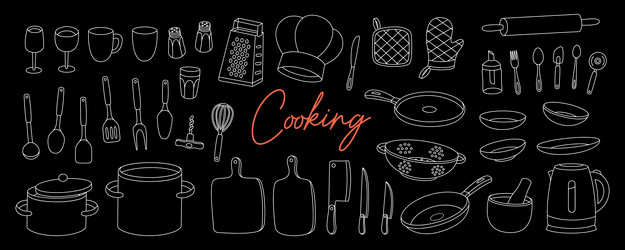 Gold mono line kitchen utensils logo Royalty Free Vector