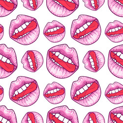 Pink lip licking lips Royalty Free Vector Image