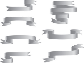 Silver ribbon banners retro collection Royalty Free Vector