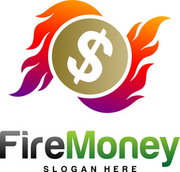 Fire money logo design concept Royalty Free Vector Image