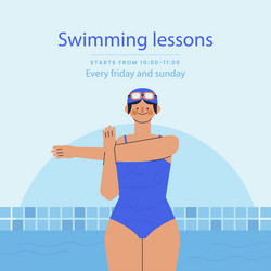 Hand drawn swimming lessons posts Royalty Free Vector Image