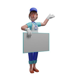 Smiley 3d waiter cartoon showing runn Royalty Free Vector