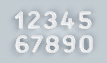 3d white plastic number 123456789 and null Vector Image