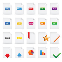 Pdf documents icons set Royalty Free Vector Image
