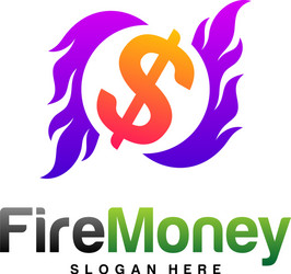 Fire money logo design concept Royalty Free Vector Image