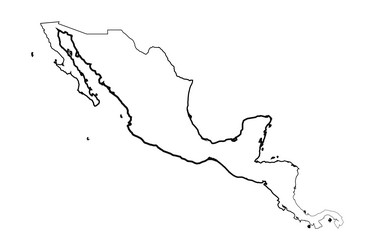 Hand drawn lined latin america simple map drawing Vector Image