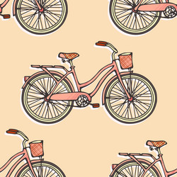 Seamless pattern with outline vintage bicycles Vector Image