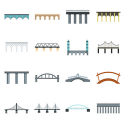 Bridge icons set flat style Royalty Free Vector Image