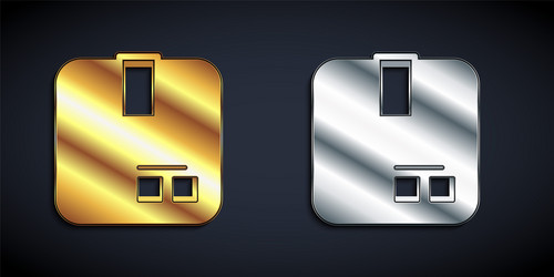 Gold and silver carton cardboard box icon isolated