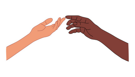 Two hands reaching towards each other Royalty Free Vector