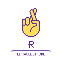 Letter r in american sign language pixel perfect Vector Image