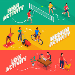 Physical activity horizontal banners Royalty Free Vector