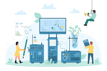 Science research set tiny people study dna Vector Image