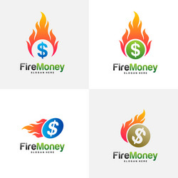 Set fire money logo design concept Royalty Free Vector Image