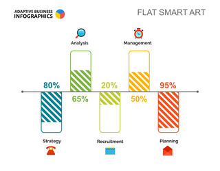 Five business bars chart slide template Royalty Free Vector