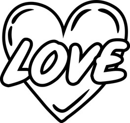 Heart with love word pop art flat style Royalty Free Vector