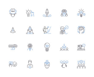 Leadership outline icons collection lead manager Vector Image