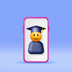 3d happy emoticon in graduate cap dollars Vector Image