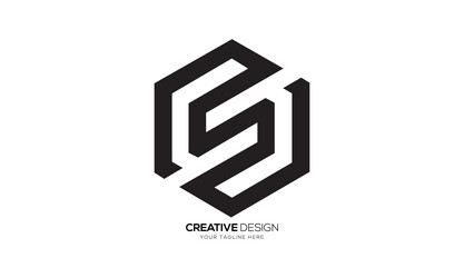 Letter sc hexagon shapes alphabet initial modern Vector Image
