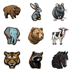 Animals flat icon set isolated on white background