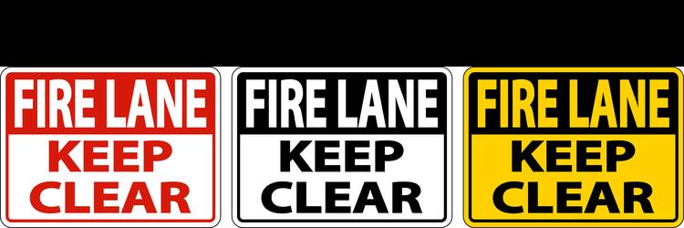 Fire lane keep clear sign on white background Vector Image