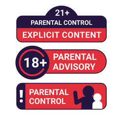 Flat design parental advisory label Royalty Free Vector