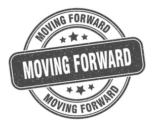 Move forward stamp move forward label round Vector Image