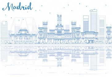 Outline madrid spain city skyline with blue Vector Image