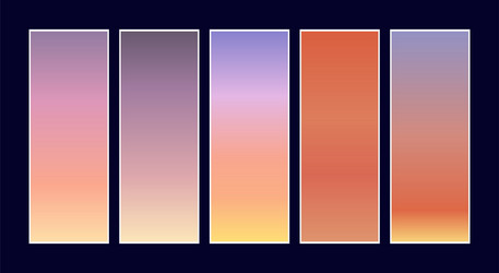 Set modern gradients in abstract sunset Royalty Free Vector