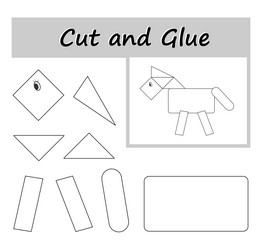 Diy worksheet color cut and glue on the paper Vector Image