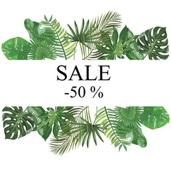 Tropical palm leaves banner Royalty Free Vector Image
