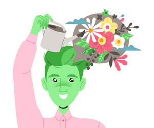 Man character with concrete type of thinking Vector Image