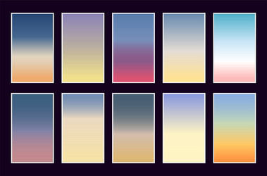 Set modern gradients in abstract sunset Royalty Free Vector