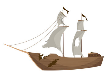 Broken ship icon cartoon wooden battered Vector Image