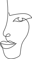 Facial features continuous line drawing one line Vector Image