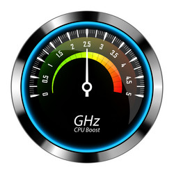 Overclocking the cpu clock speedometer Royalty Free Vector