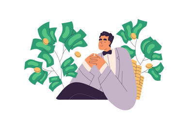 Rich people millionaire or banker happy cartoon Vector Image