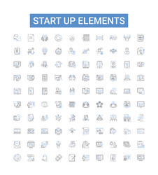 Start up elements outline icons collection Vector Image