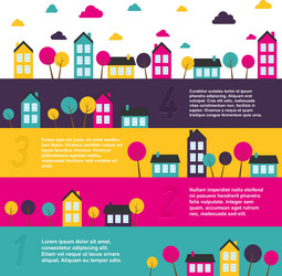 Banners with small town Royalty Free Vector Image