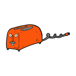 Comic cartoon burning toaster Royalty Free Vector Image