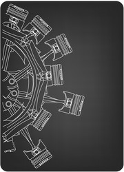 Radial engine blueprints Royalty Free Vector Image