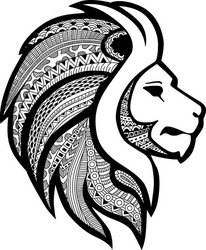 Lion head angry mandala entangle coloring page Vector Image