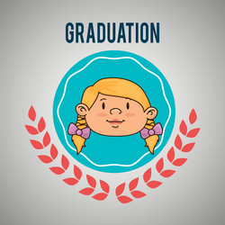 Kid on graduation emblem isolated icon design Vector Image
