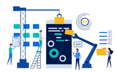 Development of mobile apps concept Royalty Free Vector Image