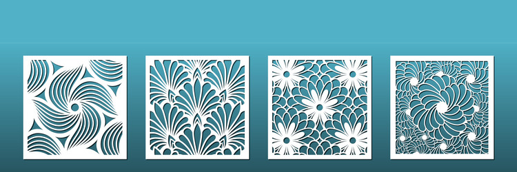 Laser cut template set abstract geometric pattern Vector Image