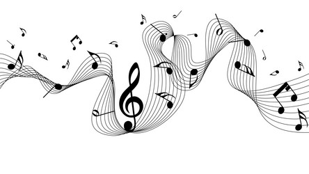 Musical notes on lines Royalty Free Vector Image