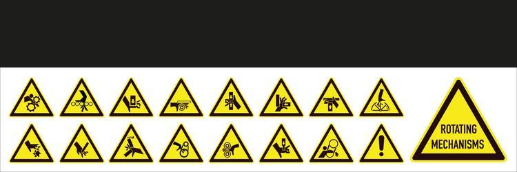 Set of iso warning signs hand crushing force Vector Image