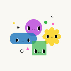 Funny geometry composition banner poster card Vector Image