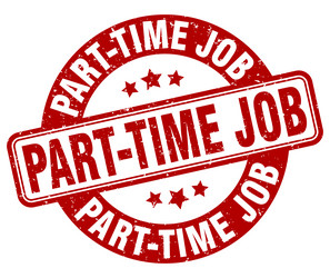 Part-time job round orange grungy vintage isolated