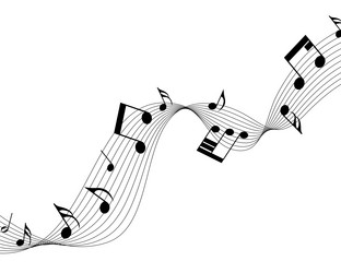 Musical notes on lines Royalty Free Vector Image